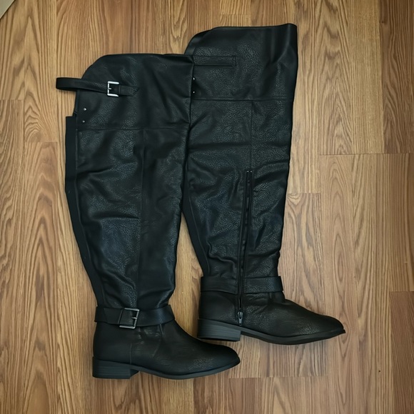 torrid | Shoes | Torrid Black Thigh High Boots Leather | Poshmark